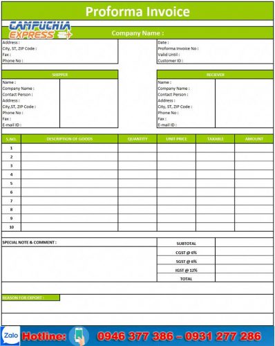 Proforma Invoice là gì? trong xuất nhập khẩu